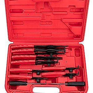 Snap Ring Plier Set Heavy Duty Long Reach Snap Ring Plier Set With Case 11pc Retaining Ring Pliers Set Mechanics Circlips Auto Tool Internal External Pliers for Car Trunk Motorcycle