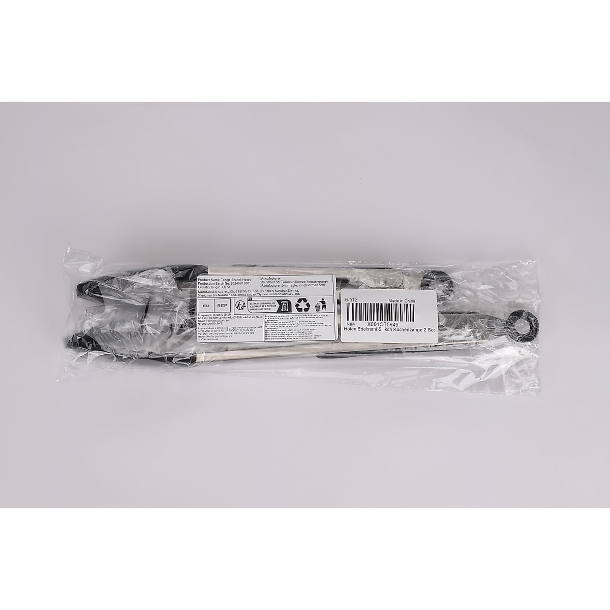 HOTEC Premium Stainless Steel Locking Kitchen Tongs with Silicon Tips, Set of 2-9" and 12"