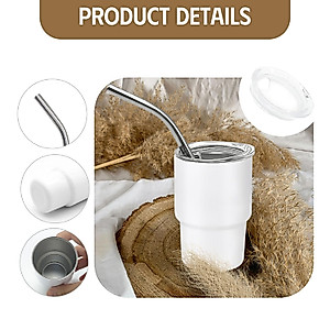 YOUKE OLA 16 Pack Sublimation Shot Glasses Tumblers Blanks Mini Wine Tumbler with Lid and Straw Stainless Steel Tumblers Cups Bulk for Sublimation Oven Printing, 3oz White