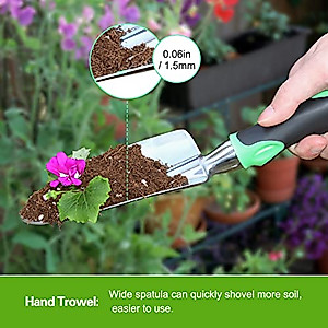 ZUZUAN Garden Tool Set, 3 Pack Aluminum Heavy Duty Gardening Kit Includes Hand Trowel, Transplant Trowel and Cultivator Hand Rake with Soft Rubberized Non-Slip Ergonomic Handle, Garden Gifts