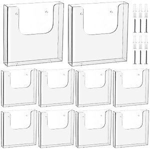 10 Pcs Brochure Holder 6.4 x 6.5 Inches Acrylic Flyer Holder Wall Mounted Magazine Holder Clear Document Holder Plastic Hanging Mail Holder for Wall Hanging Brochure Display for Office Class Supplies