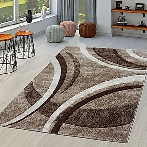 Paco Home Brown Beige Area Rug for Living Room Modern Abstract Design, Size: 2' x 3'7"