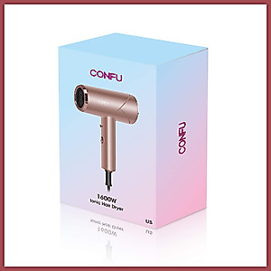 Ionic Hair Dryer, CONFU 1600W Professional Hair Dryer (with Powerful DC Motor) for Hair Care, Powerful Hot/Cool Wind Blow Dryer, 2 Concentrator Nozzles and ALCI Safety Plug for Home Travel Hotel