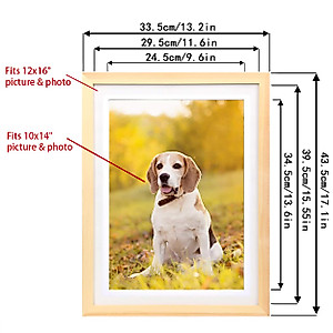 IOOSTAR 12x16 Diamond Painting Picture Frame ，Display Pictures 10 x 14 inch/25x35 cm with Mat or 12 x 16 inch/30x40 cm Without Mat， Diamond Art Photo Frame Natural Solid Wood Color (YNCK0021)