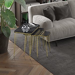 Rectangular Nesting Set of 3, Nesting Table, Modern Woodgrain Look Base for Living Room Coffee Tables or Nightstands - Coffee Table - Side End Table - Small Side Table