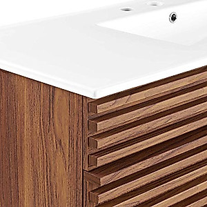 Modway Render Vanity Floor, Single Sink, Walnut White