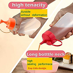 Leonyo 10PCS Condiment Squeeze Bottle Kit - Plastic Squirt Bottles for Sauce, Ketchup, Salad, Mustard, Pancake, Olive Oil, Paint, Workshop - 12 oz / 400ml, 6 Pack, 2 Funnel, 1 Label, 1 Chalk Mark
