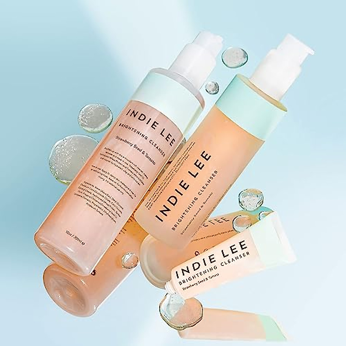 Indie Lee Brightening Cleanser - Exfoliating Gel Face Wash + Makeup Remover with Vitamin C + Antioxidants to Help Visibly Brighten, Firm + Protect Skin (4.2oz / 125ml)