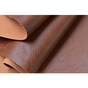 Wento Thick 1 Yard Faux Leather Fabric Soft Skin Grain PU Leather Fabric for Furniture Cover Reupholster Sofa Chairs Cushiones Vinyl Upholstery Fabric (1yard,Brown)