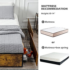 GAZHOME Twin Bed Frame with 2 XL Storage Drawers, Metal Platform Bed Frame with Footboard, 9 Strong Metal Slat Support/No Box Spring Needed/Easy Assembly/Space Saving