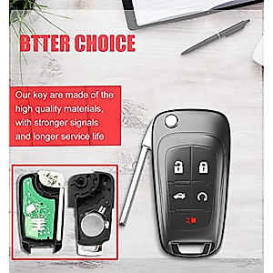 Replacement for New Keyless Entry Remote Fob 5 Button Flip Car Key Fob Select Chevy Impala Malibu Cruze Equinox 2010-2017 and Other Vehicles That Use FCCID: OHT01060512 V2T01060514