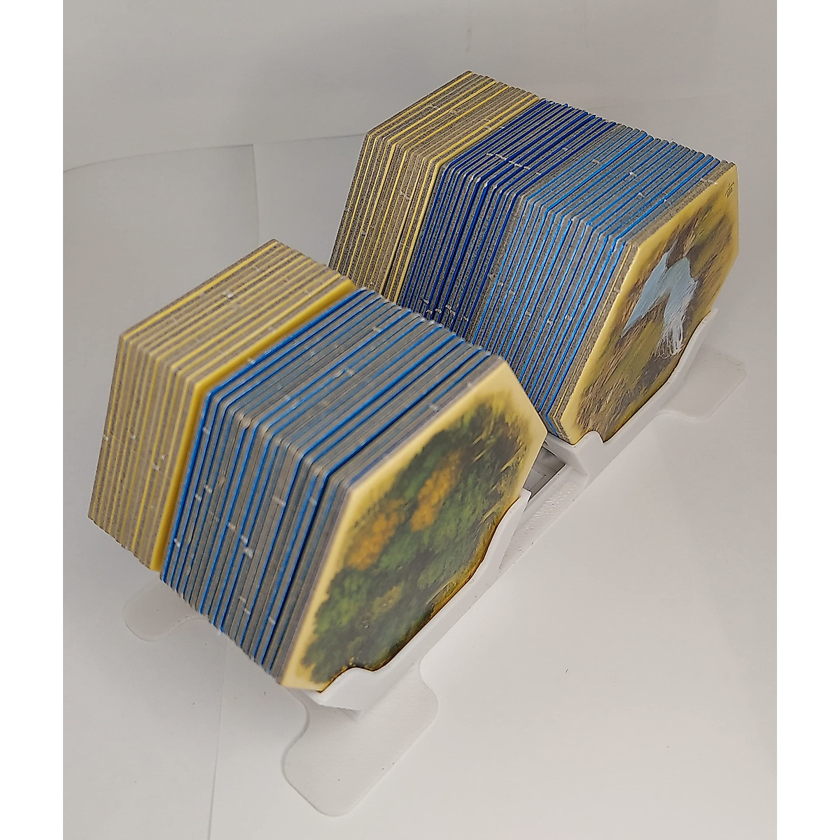 Organizer Insert Compatible with Catan Base Game, Seafarers, and Both 5-6 Player Extensions with Player Trays and Card Holder - White Hexes Holder/Card Tray