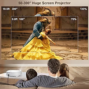 WiFi Projector Support 5.0 Bluetooth Transmitter, WiMiUS Mini Projector 1080P and 4K Support, 300’’ Screen Zoom Compatible with Smartphone (Wirelessly) PC TV Stick Chromecast PS5