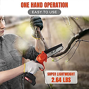 Mini Chainsaw Cordless 6-Inch with 2 Battery, One-Handed, Smooth Cutting, Portable Electric Chain Saw for Wood Cutting Tree Trimming, With Complete Chainsaw Kit, MJF