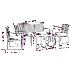 Makastle 5-Piece Patio Bistro Set with Coffee Table & Wicker Armrests, Small Patio Conversation Set, All Weather PE Rattan Chairs Backyard Garden Furniture