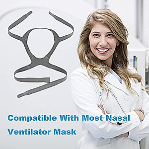 CPAP Mask Headgear Strap-Universal Headgear Strap for Full Mask-Adjustable Home Ventilator Mask Headband-Compatible with ResMed AirFit F20 N10 (Standard Size, Grey)-Replacement Part Without Mask