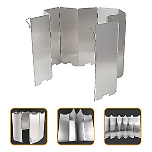 VANZACK Camping Stove Portable Bbq Portable Bbq 16 Sheets of Creative Windscreen Burner Windshield Foldable Windproof BBQ Windscreen with Bag Portable Burner Portable Burner Portable Stove