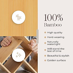 REHAU Wood Wine Racks Countertop with Glass Holder (4) – Sturdy Bamboo Wine Rack, 3 Wine Bottle Holder – Small Wine Holder Stand, Wooden Wine Rack Countertop – Small Wine Rack with Glass