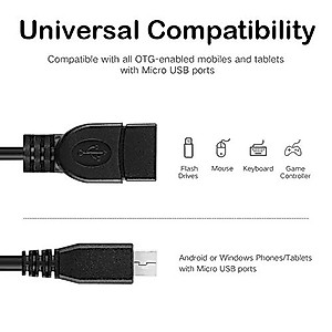Micro USB to OTG Works with Emporia Glam Direct On-The-Go Connection Kit and Cable Adapter! (Black)