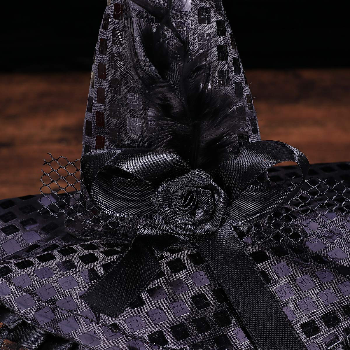 TINKSKY Children Halloween Headband Feather Party Witch Hat for Costume Dress up Party Performance Supplies (Black)