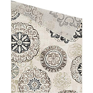 L'Baiet Katie Beige Brown Floral Ikat Pattern Mid-Century Modern Indoor 8' x 10' Area Rug