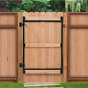 Adjust-A-Gate Steel Frame Lockable 2-Way Gate with Installation Building Kit, 36"-60" Wide Opening Up to 7' High