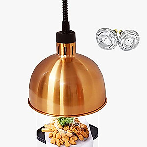 Food Warmer Lights Hanging Heating Lamp Retractable Heating Lamp for Buffet Restaurant (Dia.29cm) (Champagne)