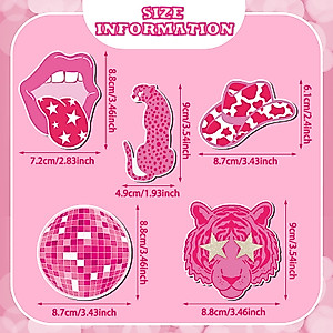 16pcs Pink Preppy Refrigerator Magnets Women Fridge Magnets Cute Magnetic Pink Locker Accessories Preppy Locker Decor Boho Locker Decoration Smiling Face Leopard Decorative Magnets for Girls Kitchen