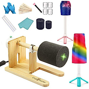 Cup Turner for Crafts Tumbler Cup Spinner Machine Kit,Wood Cuptisserie Turner DIY Glitter Epoxy Tumblers with Silent UL Motor Safety Switch 2 Foams Accessories (Simple)