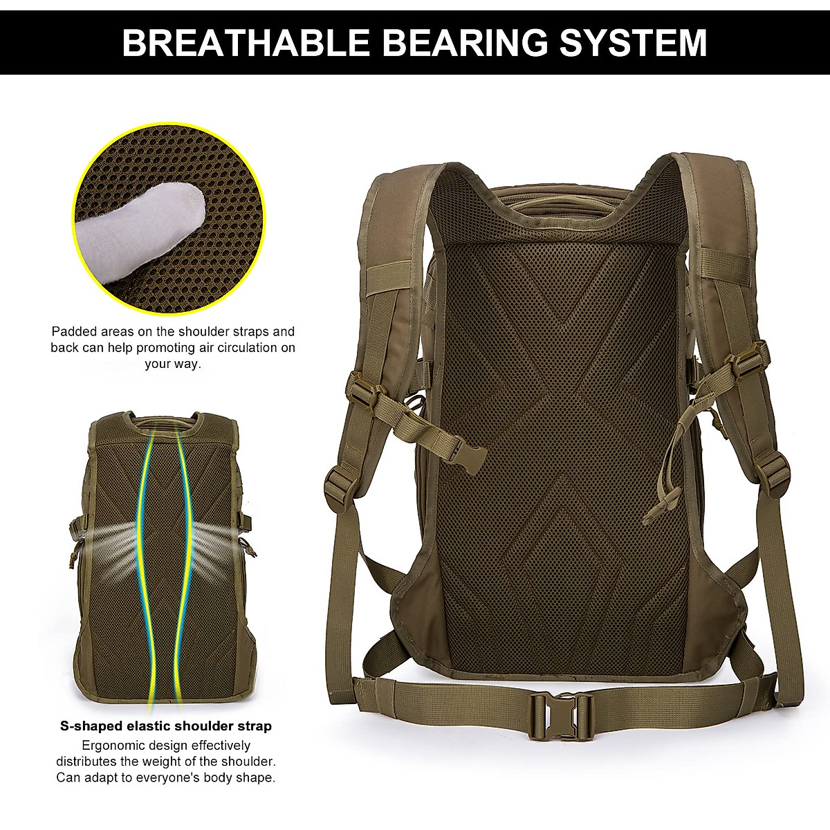 Mardingtop 28L Military Backpack, Tactical Backpack Molle Men Camping Hiking Traveling Motorcycle Backpacks for Unisex