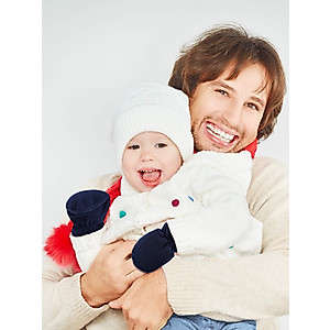 SATINIOR 3 Pairs Baby and Toddler Winter Mittens Kids Fleece Warm Mittens for Baby Boy Girl (Black, Navy Blue, Grey, 6-18 Months)