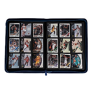 BCW Z-Folio 9-Pocket LX Album - Blue | Secure Zipper Card Organizer | Premium Leatherette Card Collection Binder | Trading Card Binder for Pokemon, MTG, Sport Cards and More