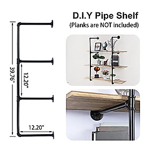 LIANTRAL Industrial Shelves Wall Mount Iron Pipe Shelving Bracket for Garage Storage Home Decor