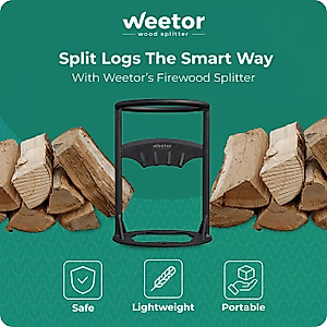 WEETOR Wood Splitter Tool - High-Carbon Steel Kindling Splitter for Wood - Lightweight & Portable Log Splitting Wedge for Camping, Fireplace, Cooking & More - Secure & Convenient Firewood Splitter