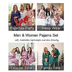 SWOMOG Bridesmaids Pajama Set for Women Long Sleeve Sleepwear Silk Soft Button Down Loungewear Pjs Set White