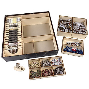 The Broken Token Board Game Organizer - Dead of Winter Compatible Wood Storage Box with Multiple Trays and Dividers