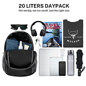 Gonex Ultra Lightweight Packable Backpack Daypack Handy Foldable Camping Outdoor Travel Cycling School Backpacking(Black)