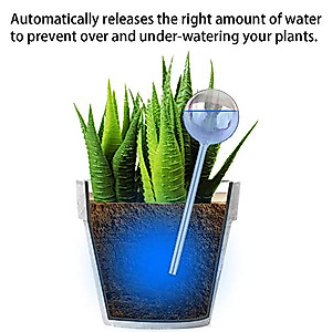 [2 PCS] Light Iridescent Rainbow Gradient Color Clear Glass Self-Watering System Spikes, Aqua Globes Automatic Plant Waterer Bulbs