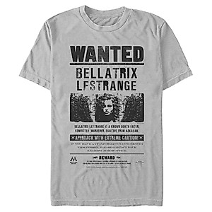 Harry Potter Men's Bellatrix Newspaper T-Shirt, Silver, Large