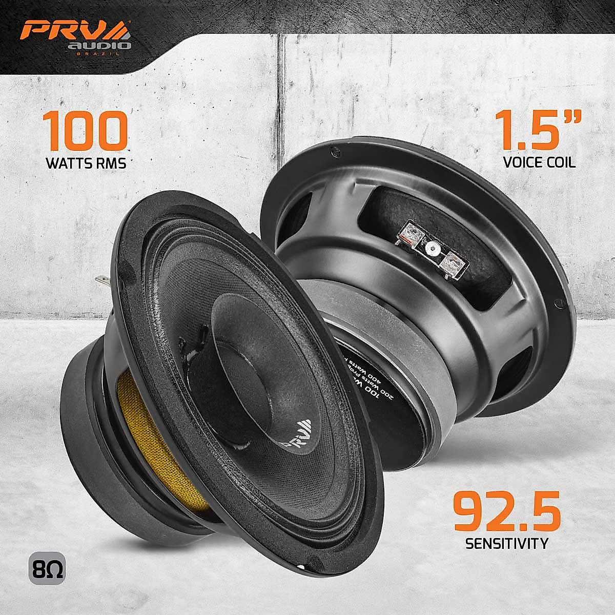PRV AUDIO 6FR200 6 Inch Full Range Speaker, 8 Ohms, 200 Watts Continuous Program Power, 100 Watts RMS Power, 92.5 dB, Full-Range Driver, Loudspeaker for Pro Audio Systems (Single)