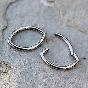 Amelia Fashion 16 Gauge Oval Seamless Clicker Ring Implant Grade 316L Stainless Steel (Sold Individually) (Steel)
