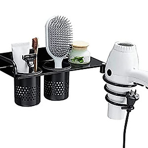 Yuehuam Hair Dryer Holder Wall Mounted, Hair Dryer Rack & Hair Styling Care Tool Organizer, Bathroom Storage Organizer for Blow Dryer, Styling Tools, Curling Iron, Combs, Hair Straightener