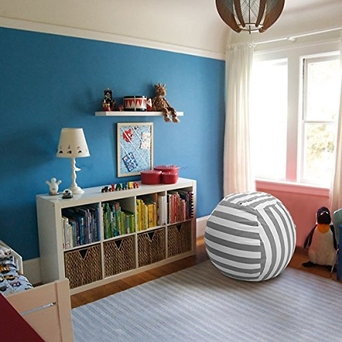 Wekapo Stuffed Animal Storage Bean Bag Chair Cover for Kids | Stuffable Zipper Beanbag for Organizing Children Plush Toys Large Premium Cotton Canvas