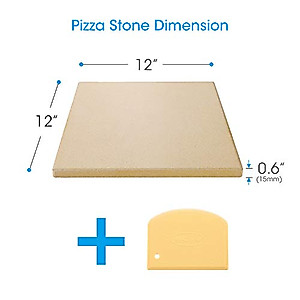 Unicook Pizza Stone for Oven and Grill, 12 inch Square Bread Baking Stone, Heavy Duty Ceramic Pizza Pan, Thermal Shock Resistant Baking Stone for BBQ and Grill, Making Pizza, Bread, Cookie and More