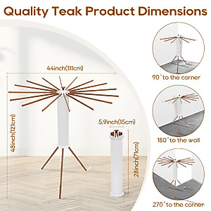 Bootuu Portable Teak Tripod Clothes Drying Rack, Foldable Space & Saving Design, Versatile Laundry Drying Rack, with 16 Waterproof Teak Wood Drying Rods, for Indoor and Outdoor Use for Halloween
