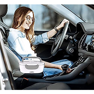 Adocfan Electric Lunch Box Food Heater 100W,3 in 1 Portable Heated Lunch Box for Car Truck Home Work Adults Food Heating,1.5L Removable Stainless Steel Container,110V/12V/24V（No Bag）