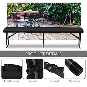 AJP Distributors 2 Pack 6 Foot Portable Plastic Folding Bench 6FT 72" Half Foldable Heavy Duty Seat w/Carry Handle - Indoor Outdoor Backyard Camping Picnic BBQ Party Wedding Dining Event Meeting Black