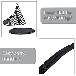 Smart Design Pop-Up Shopping Bag - Reusable - Large - Heavy Duty Polyester - Folds Flat - Supermarket, Trunk Storage - Home Organization (15 x 10 Inch) [Chevron w/Black Trim]