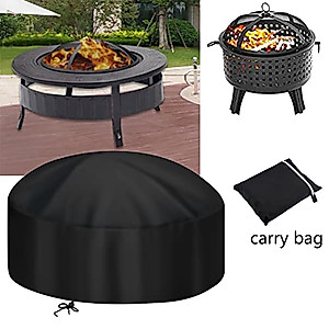 30-Inch Fire Pit Cover for 28-32 inch Round Fire Pit, Heavy Duty 300D Oxford Fabric Waterproof Dustproof Fire Bowl Cover All-Season Protection 32"Dia x 16"H