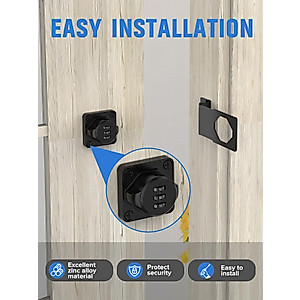 Cabinet Password Hasp Locks, 90 Degree Barn Door Lock, Household Security Combination Latch Lock for Locker, Fence, Bathroom, Outdoor, Garden (Black-1PC)